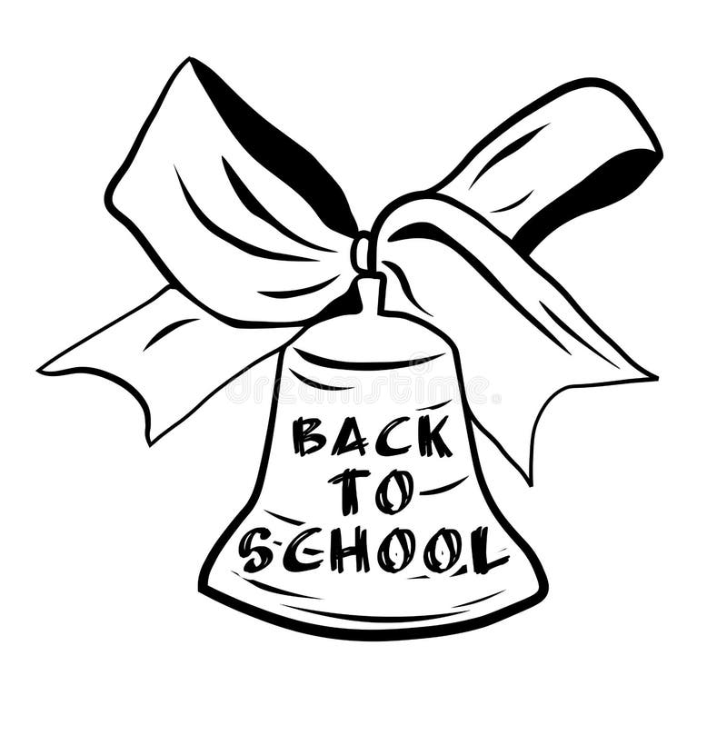 School Bell with Bow Ribbon. Welcome Back To School. Vector ...