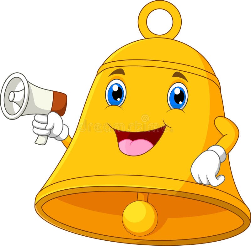School Bell Character with Megaphone Stock Vector - Illustration of ...