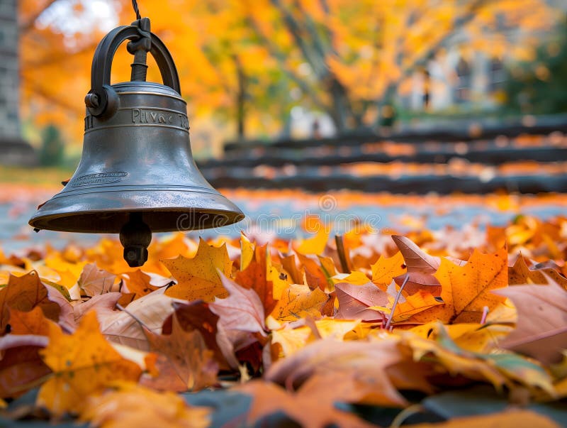 The School Bell on a Fall Day, the Leaves Close by, Autumn, First Day ...