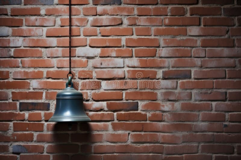 School Bell Hanging on a Brick Wall Stock Illustration - Illustration of vintage, generated ...