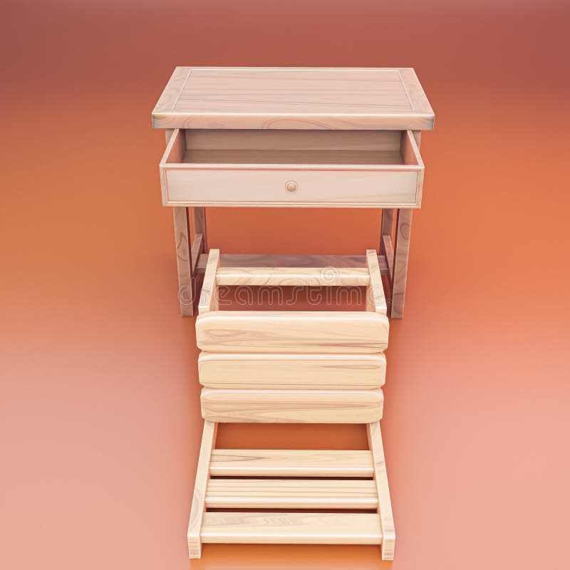 School Bench Isolated on Orange Background Stock Illustration ...