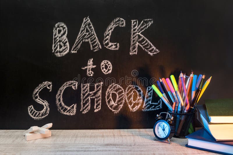 School Blackboard with Text `Back To School` . September and Education ...