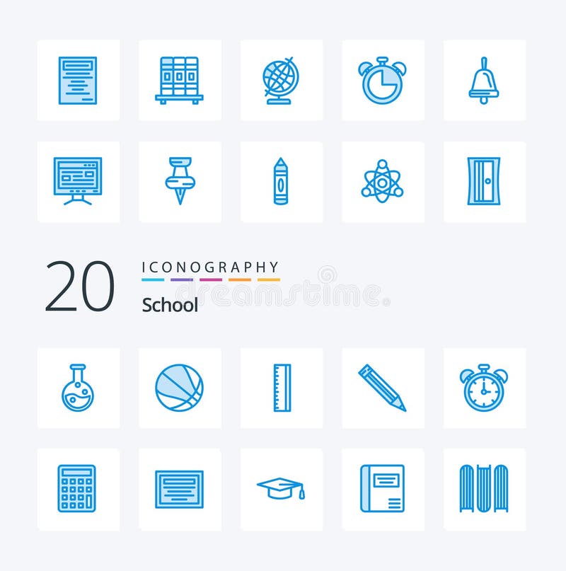 20 School Blue Color Icon Pack Like File Education School Calculate ...