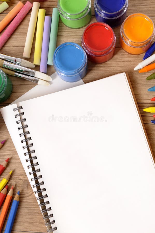 Blank Writing Book Open White Page Art Equipment Copy Space Vertical ...