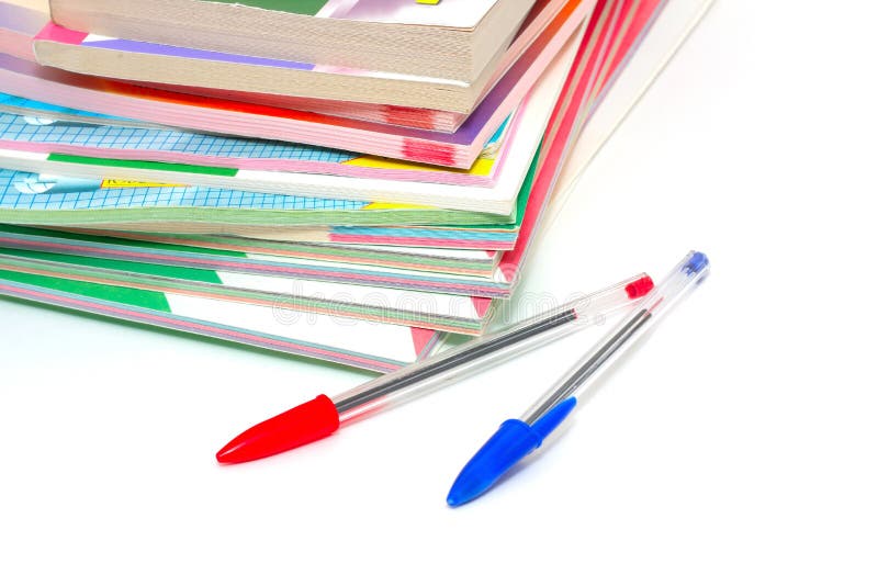 School Books, Stacked, with Pencils Stock Image - Image of school ...