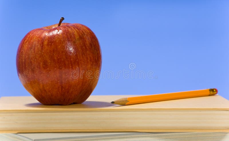 School Books with Apple stock image. Image of fruit, education - 6710629
