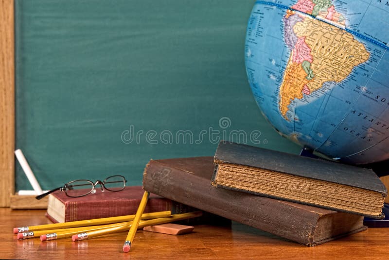 School Books, Stacked, with Pencils Stock Image - Image of school ...