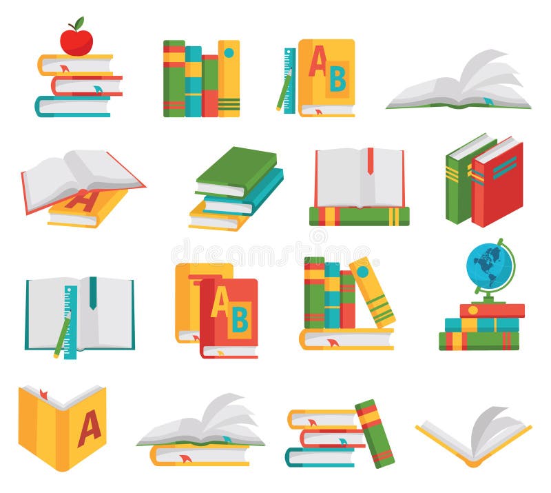 School Books Icon Set stock vector. Illustration of information - 213190239