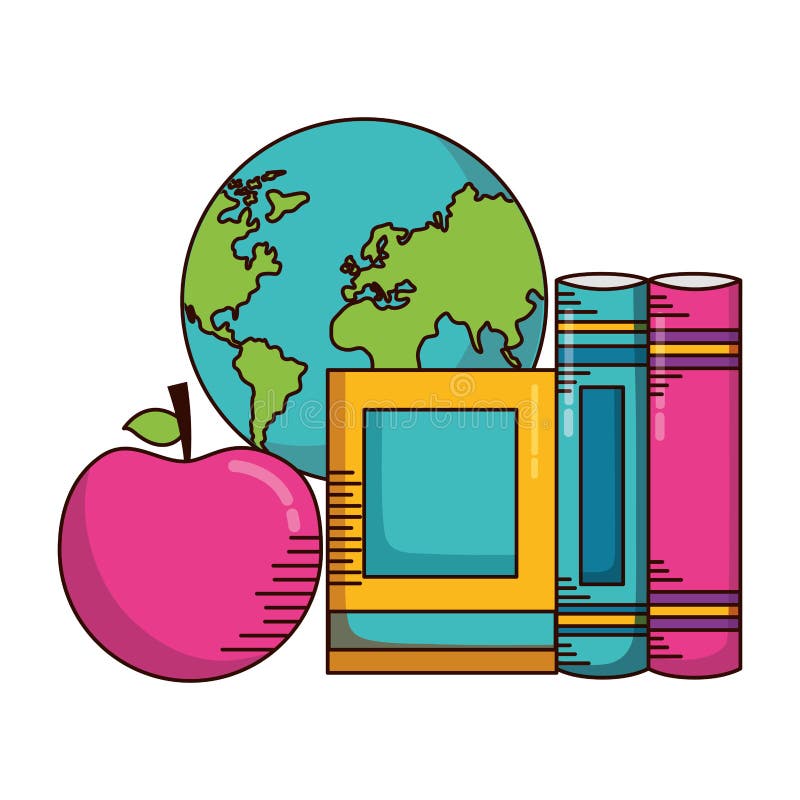 School books map apple stock vector. Illustration of education - 144773588