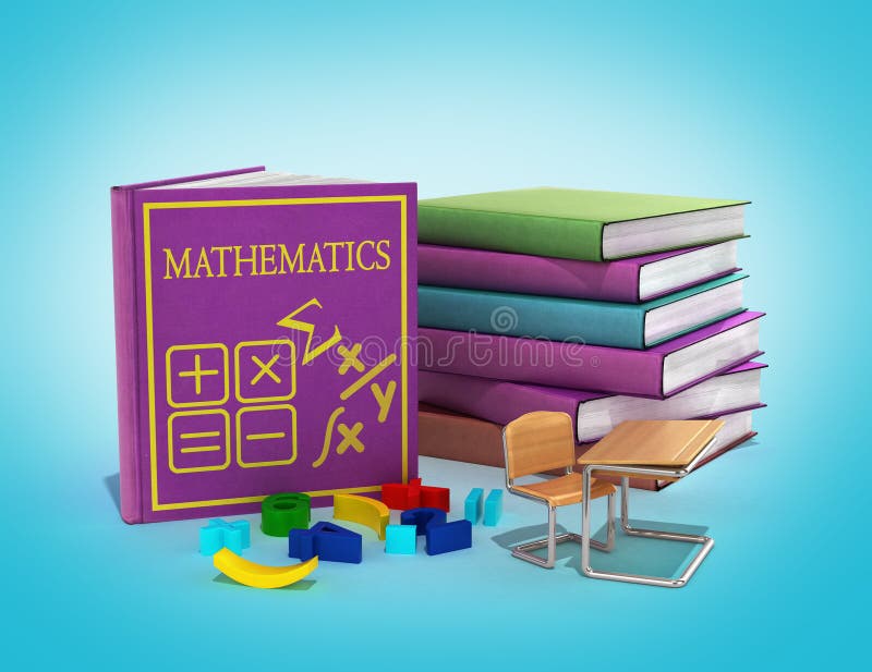 School Books on Mathematics 3d Render on Gradient Stock Illustration ...