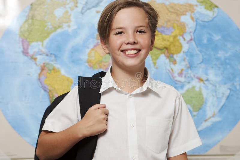 School Boy with a Backpack, Close-up Stock Photo - Image of caucasian ...
