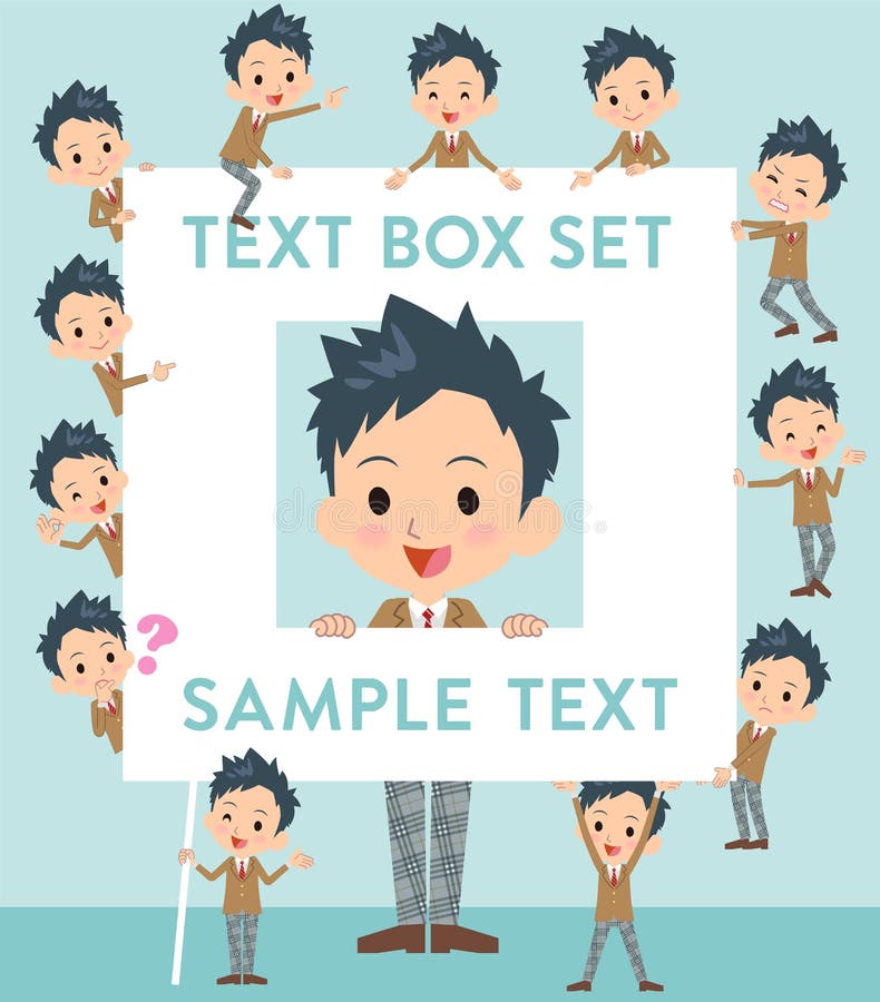 School Boy Brown Blazer Text Box Stock Vector - Illustration of school ...
