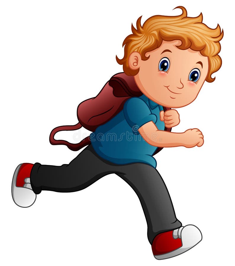 School boy cartoon running stock vector. Illustration of play - 102834690