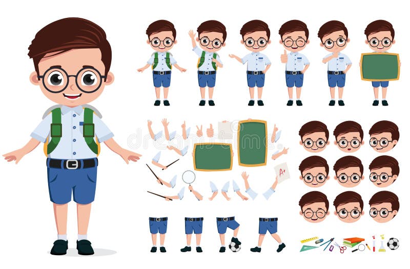 School Boy Character Creation, Vector Set. Back To School Editable ...