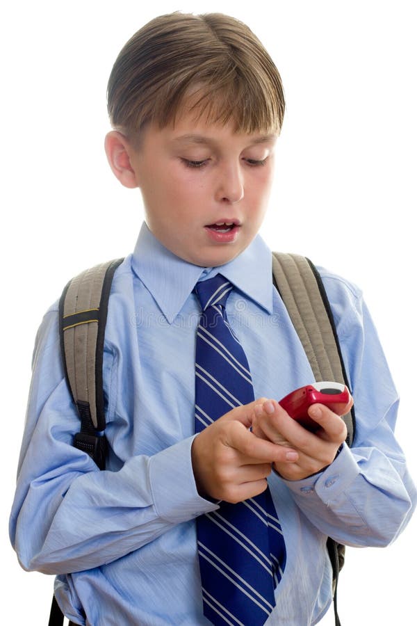 Boy using a mobile phone stock image. Image of child, telephone - 518393