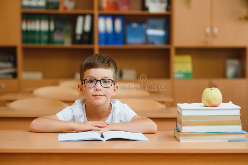 School Boy in Classroom at Lesson Stock Image - Image of girl ...