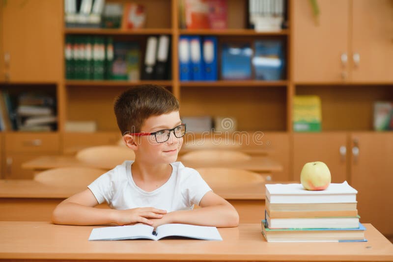School Boy in Classroom at Lesson Stock Image - Image of teacher ...