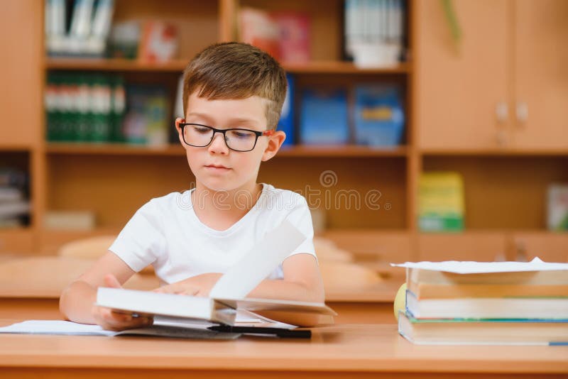 School Boy in Classroom at Lesson Stock Image - Image of class, girl ...