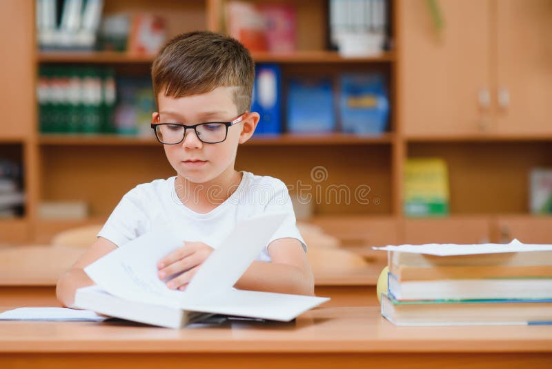 School Boy in Classroom at Lesson Stock Image - Image of caucasian ...