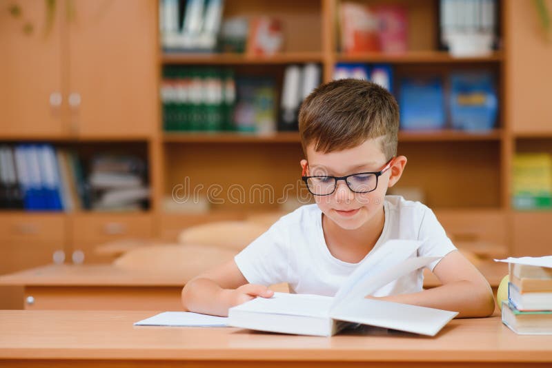 School Boy in Classroom at Lesson Stock Image - Image of classroom ...
