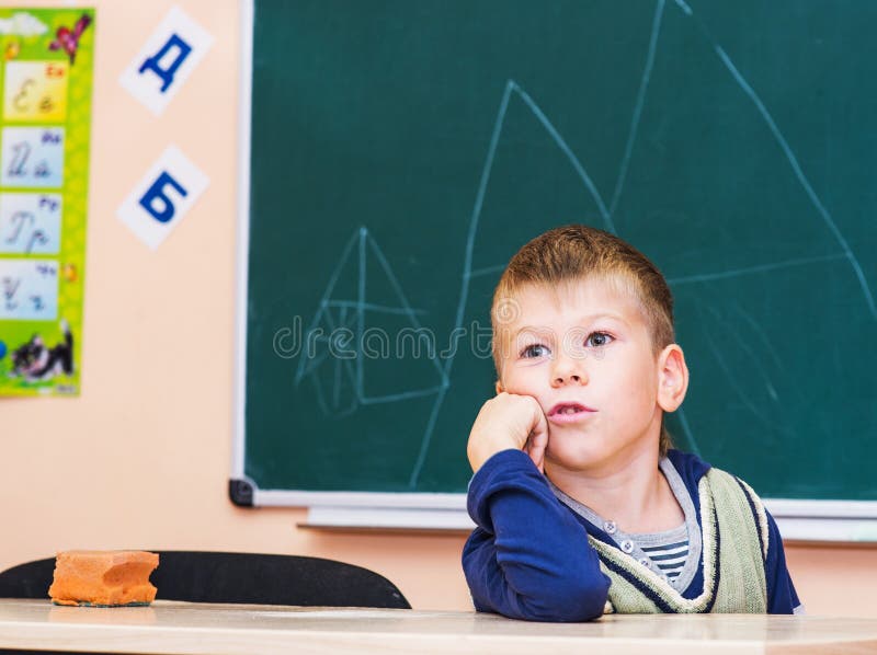 School Boy Thinking And Dreaming. Stock Photo - Image of dreaming ...