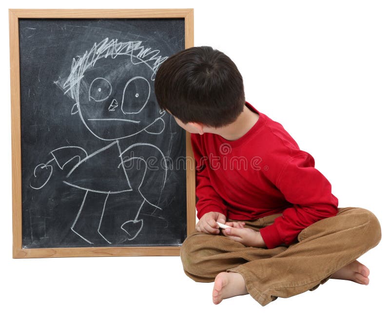 Boy At Blank Chalkboard