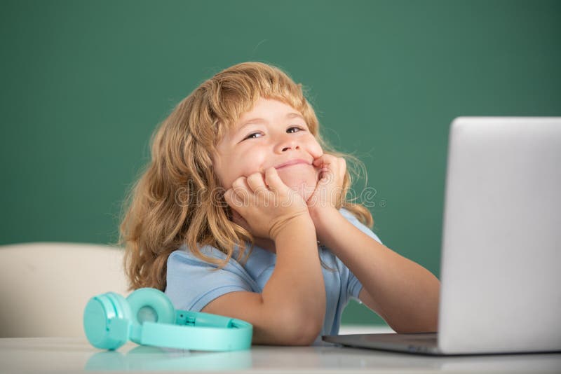 School Boy Dreaming on Lesson in Class at School. Education and ...