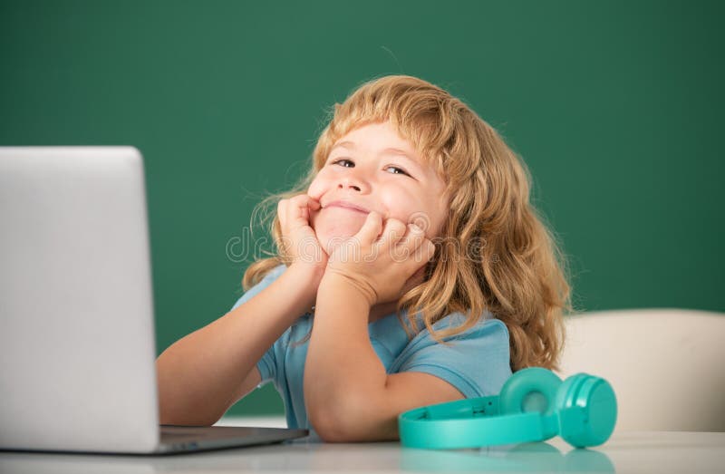 School Boy Dreaming on Lesson in Class at School. Education and ...