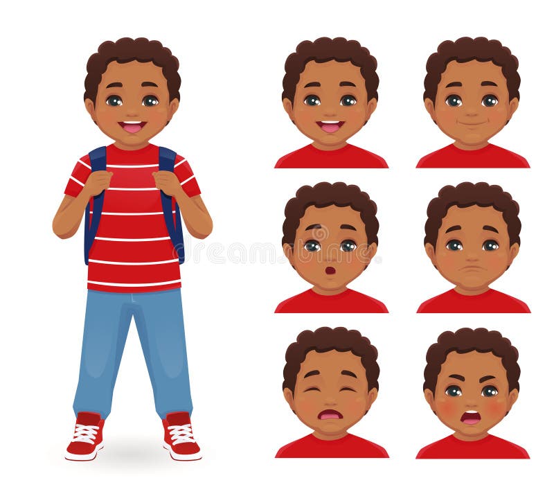 School boy emotions stock vector. Illustration of smile - 158317871