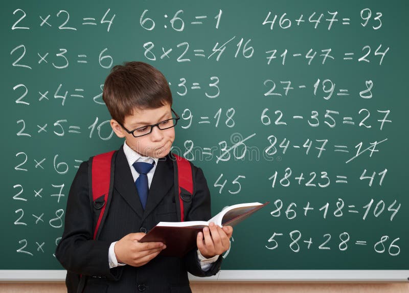 School Boy Exercise Math on Board Stock Image - Image of learn ...