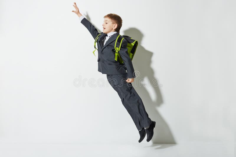 Cute Boy Flying School Bag Stock Photos - Free & Royalty-Free Stock ...