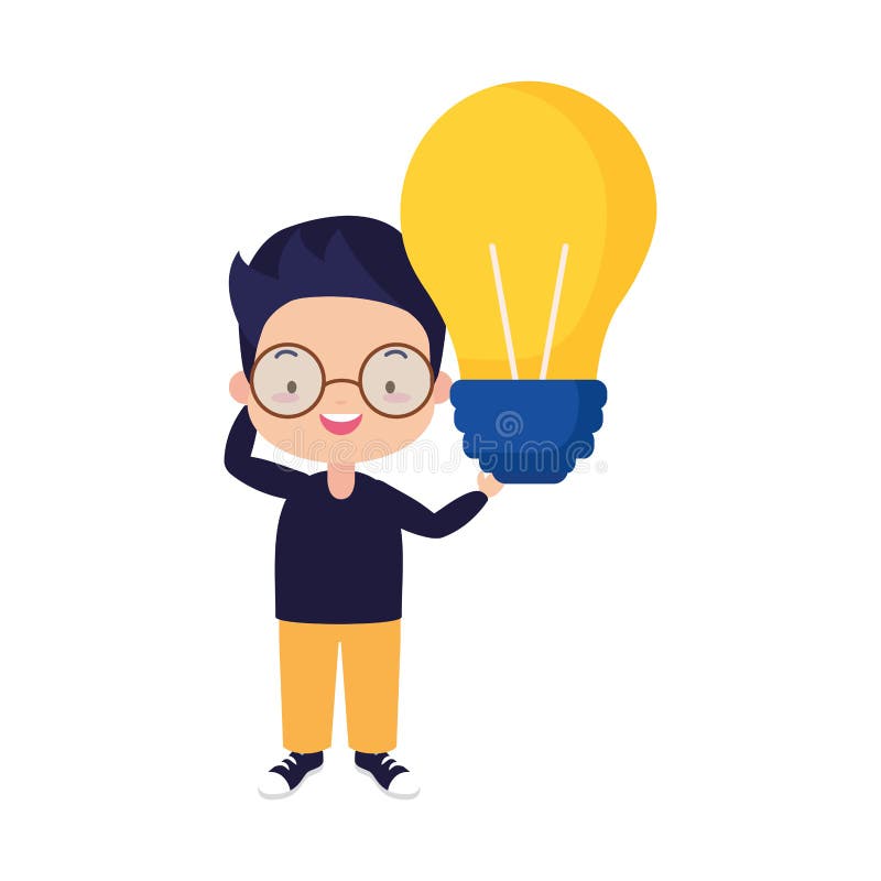 School boy with light bulb stock vector. Illustration of idea - 144716757