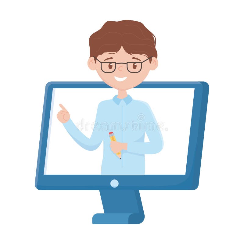 School Boy with Pencil and Computer Vector Design Stock Vector ...