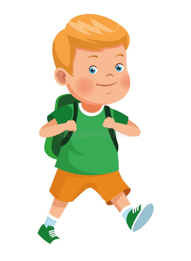 School Boy Smiling with Backpack Stock Vector - Illustration of junior ...