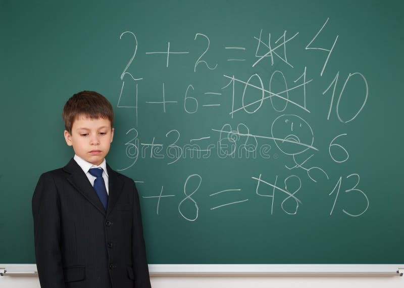 School Boy Solve Math on School Board Stock Image - Image of lesson ...