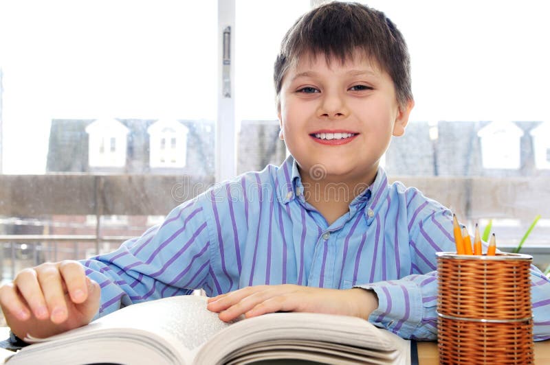 School boy studying stock image. Image of homework, pupils - 5141185