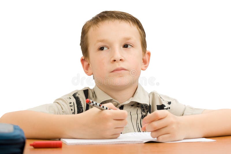 School boy thinking stock image. Image of think, elementary - 9564445