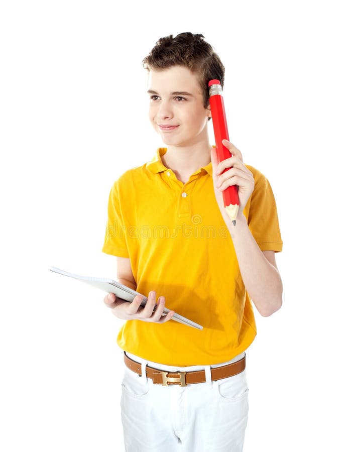 School Boy Trying To Recall Answer Stock Image - Image of attentive ...