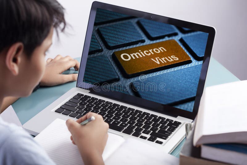 Omicron Virus Keyword on Laptop Screen Stock Image - Image of epidemic ...