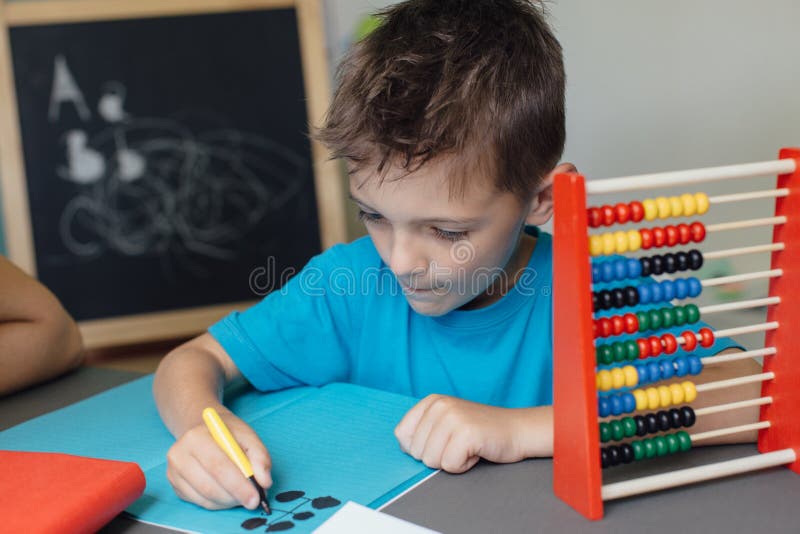 School Boy Learning Maths with an Abacus Stock Image - Image of ...