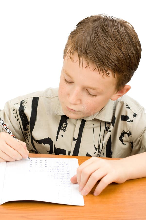 School boy writing stock photo. Image of hand, child, childhood - 9564426