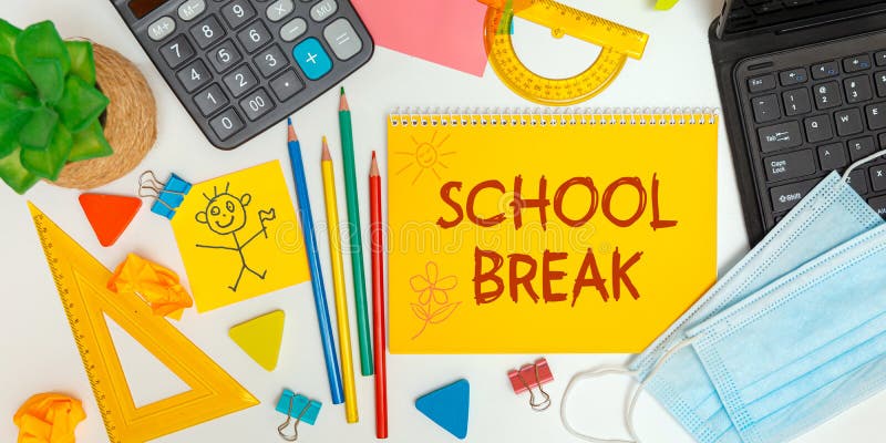 School Break Concept - School Office Supplies Stock Photo - Image of ...