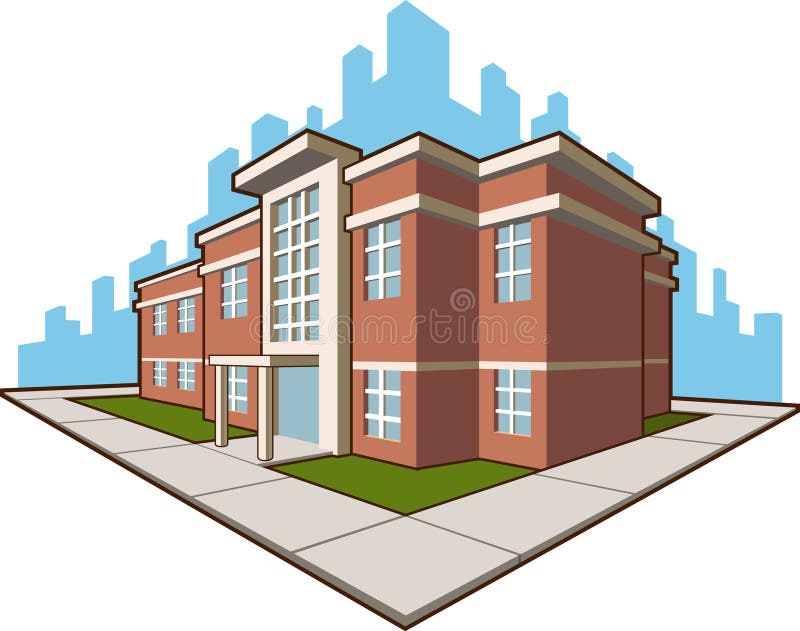 Vector Illustration of School Building Cartoon Stock Illustration ...