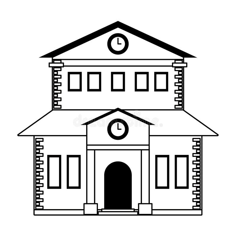 School Building Architecture Isolated Symbol in Black and White Stock ...