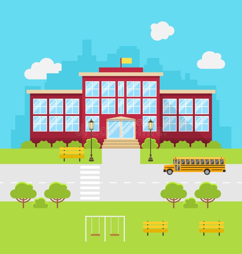 School Building, Background for Back To School Stock Vector ...