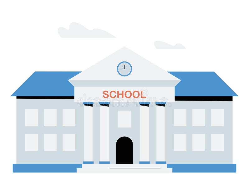 School Building with Classical Architecture in Flat Vector Illustration ...