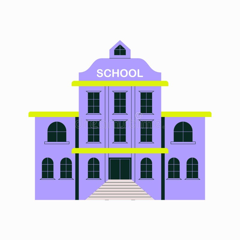 School Building in Flat Vector Illustration Symbolizing Education ...