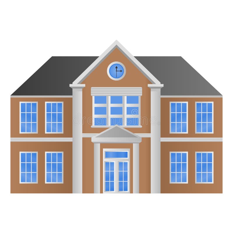 School Building Front View Vector Stock Illustration - Illustration of ...