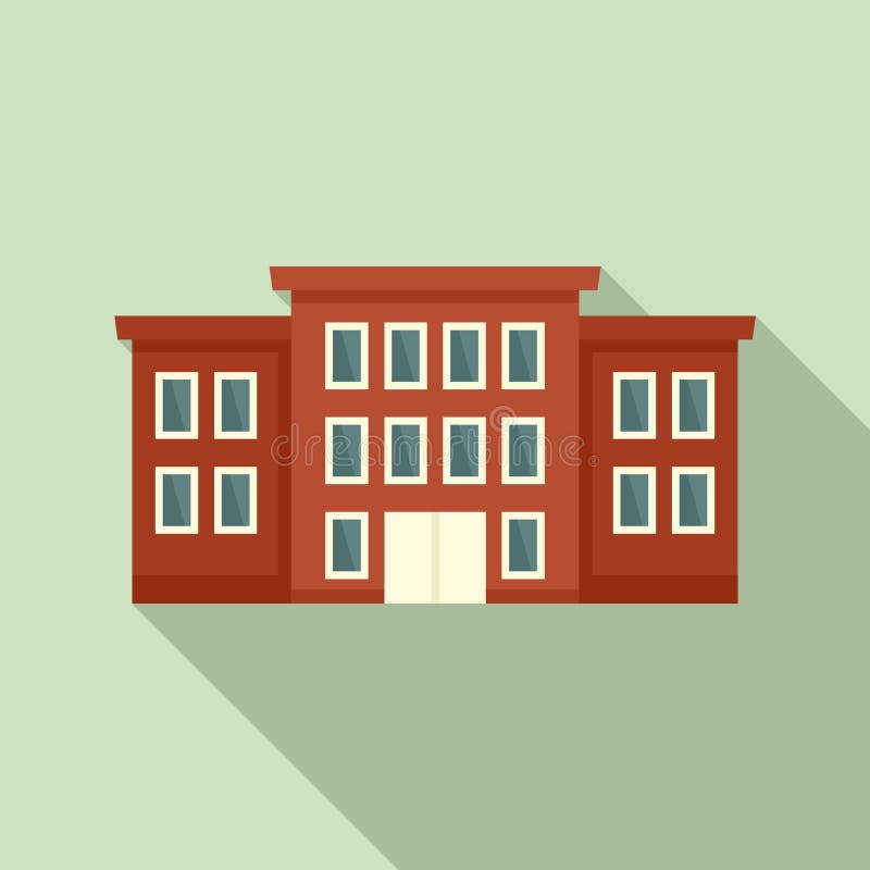 School Building Icon, Flat Style Stock Vector - Illustration of flat ...