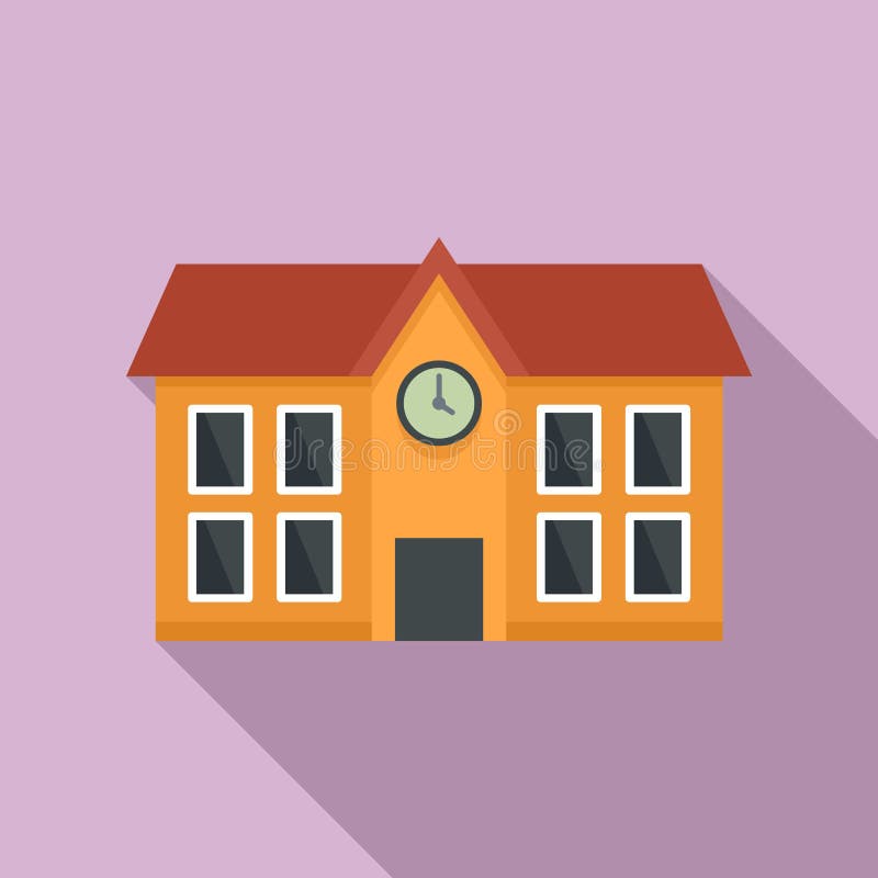 School Building Icon, Flat Style Stock Vector - Illustration of graphic ...